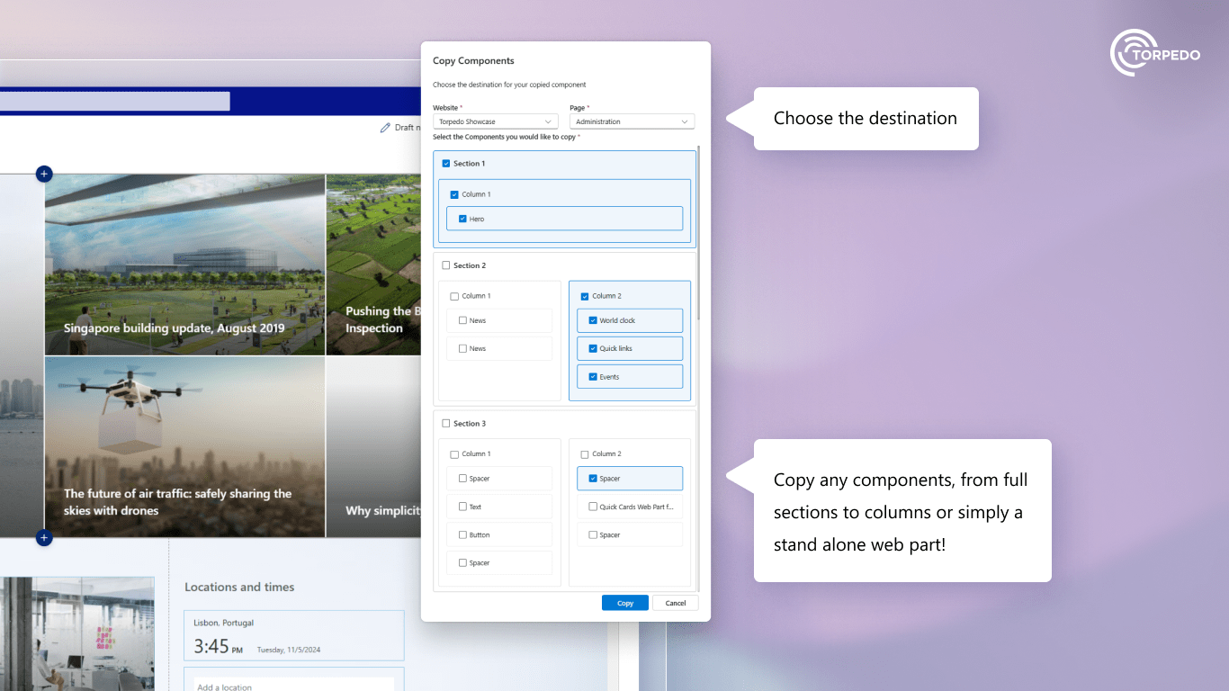Copy Web Parts and Sections: an extension for SharePoint